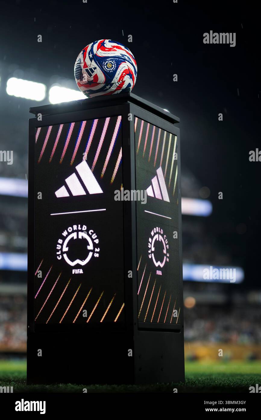 The FIFA Club World Cup Adidas official match ball is seen on a plinth ...
