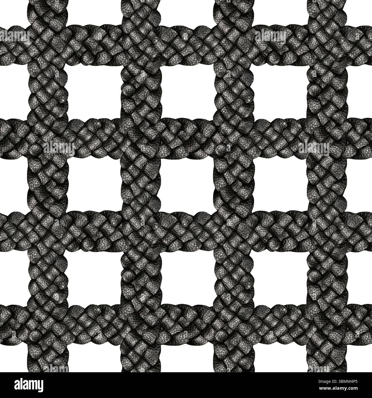 Isolated seamless 4k texture of black colored braided leather mesh grid ...