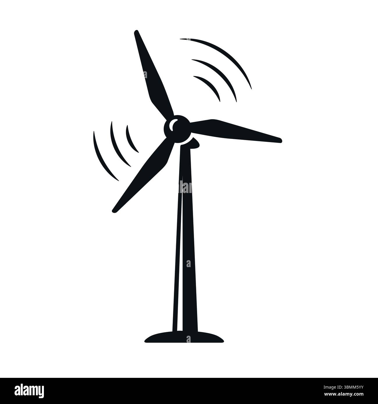 Minimal icon of single wind turbine with curved lines showing rotating ...