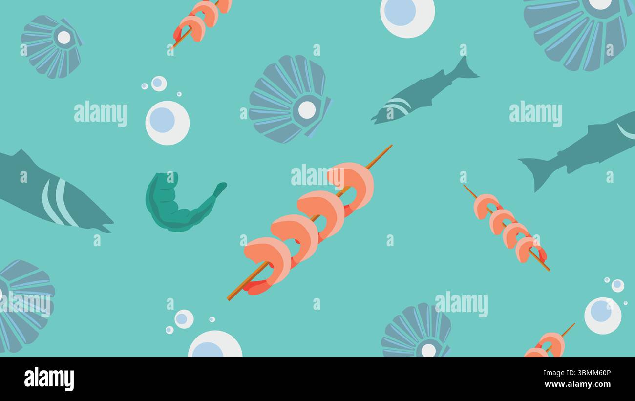 Seafood Skewers Background Stock Vector Image & Art - Alamy