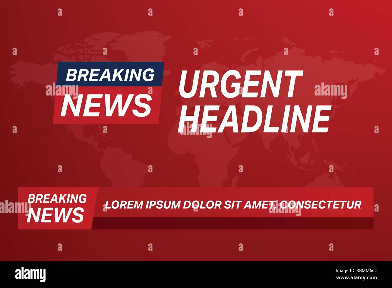 Red themed urgent news template with world map backdrop and bold ...