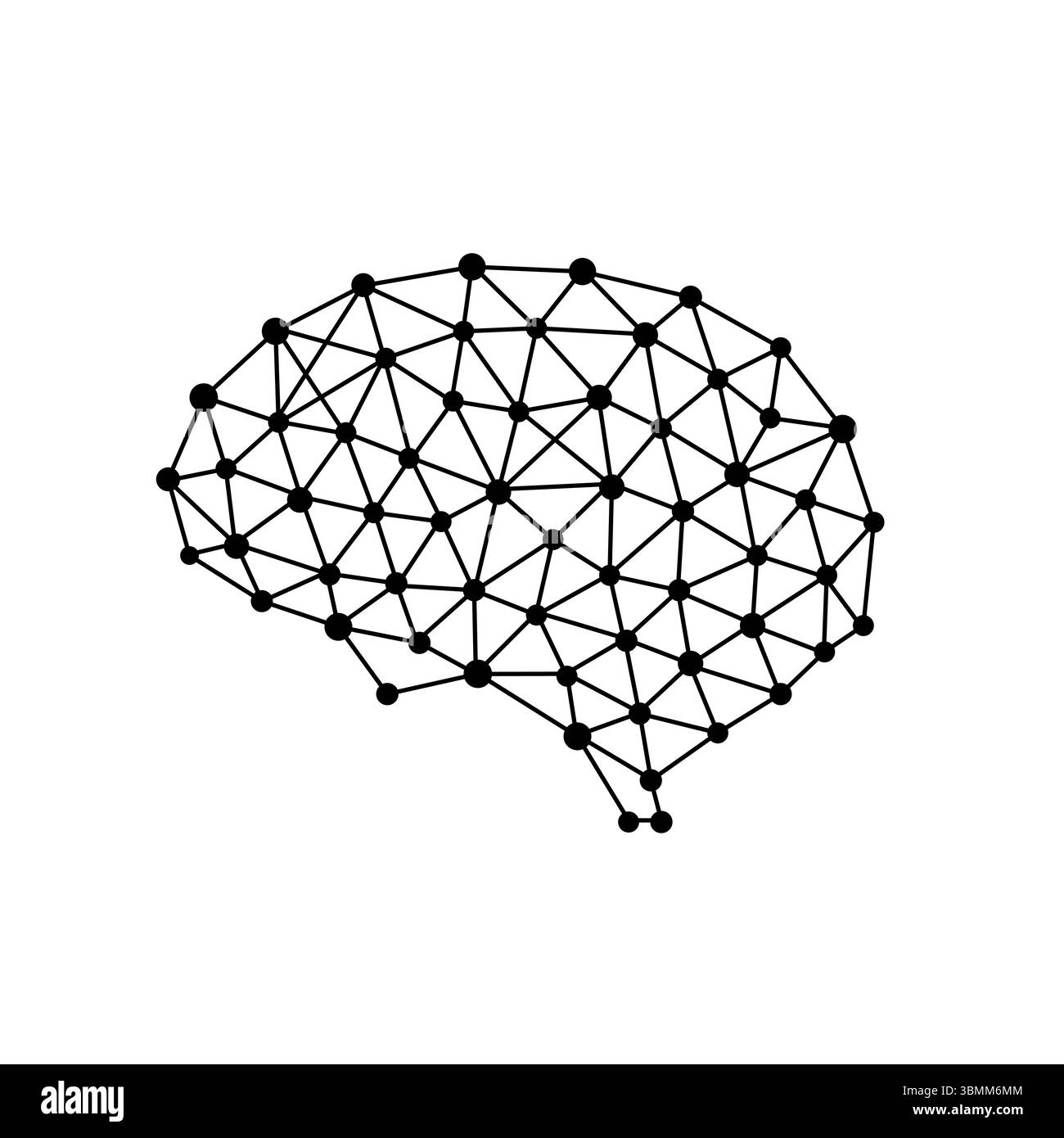 Dense neural mesh forming brain shape with high node density Stock ...