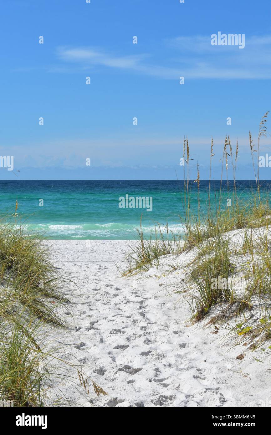 A well-traveled path at Destin, Florida, USA. Sand, ocean, and sky ...