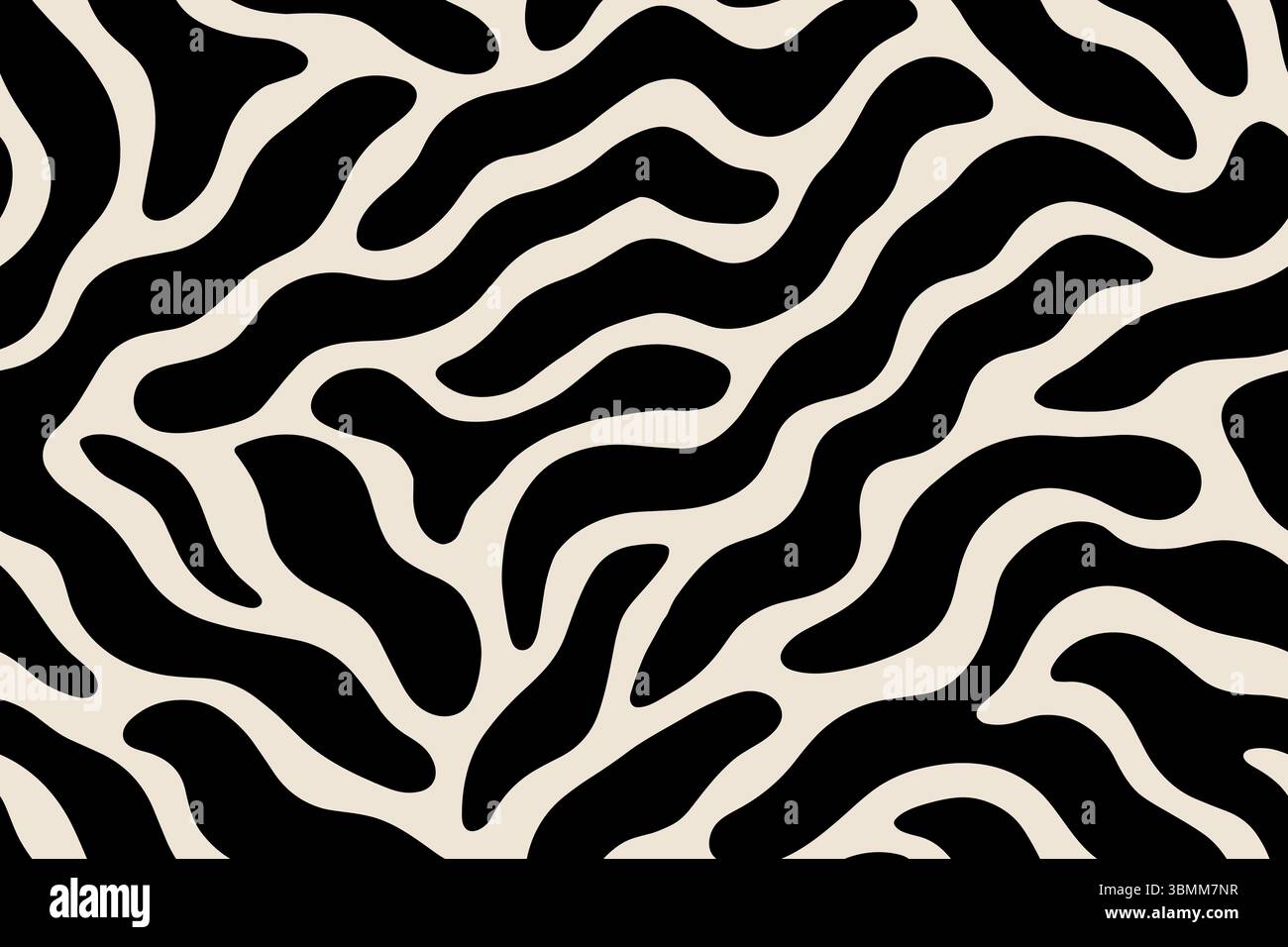Seamless skunk fur pattern featuring flowing irregular white stripes on ...
