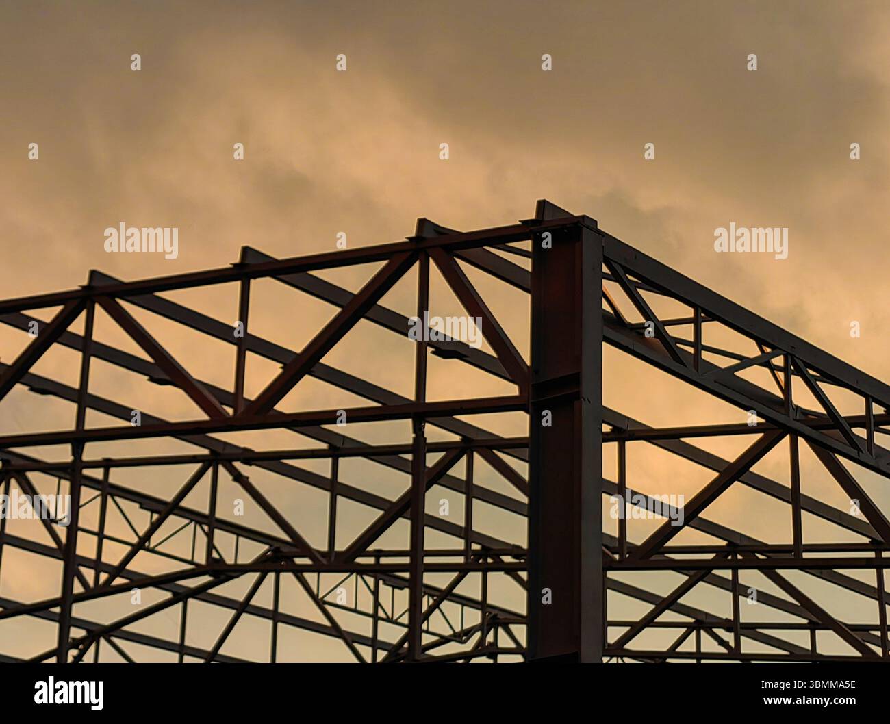 Rooftop Metal Structure Under Development at Sunset Stock Photo - Alamy