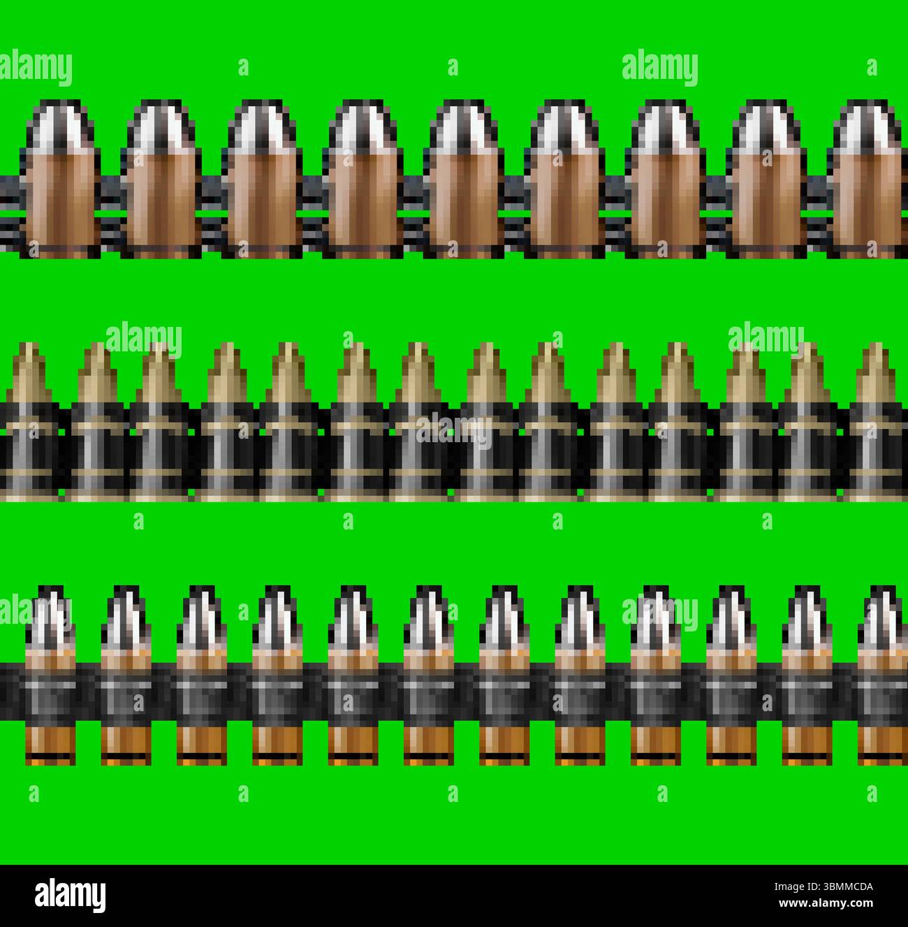 Seamless isolated pixel art 8 bit texture of bullet cartridge belt ...
