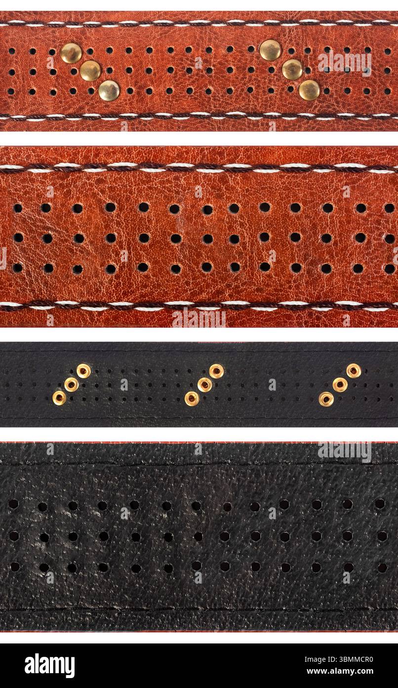 Seamless isolated photo of perforated textured black and brown leather ...