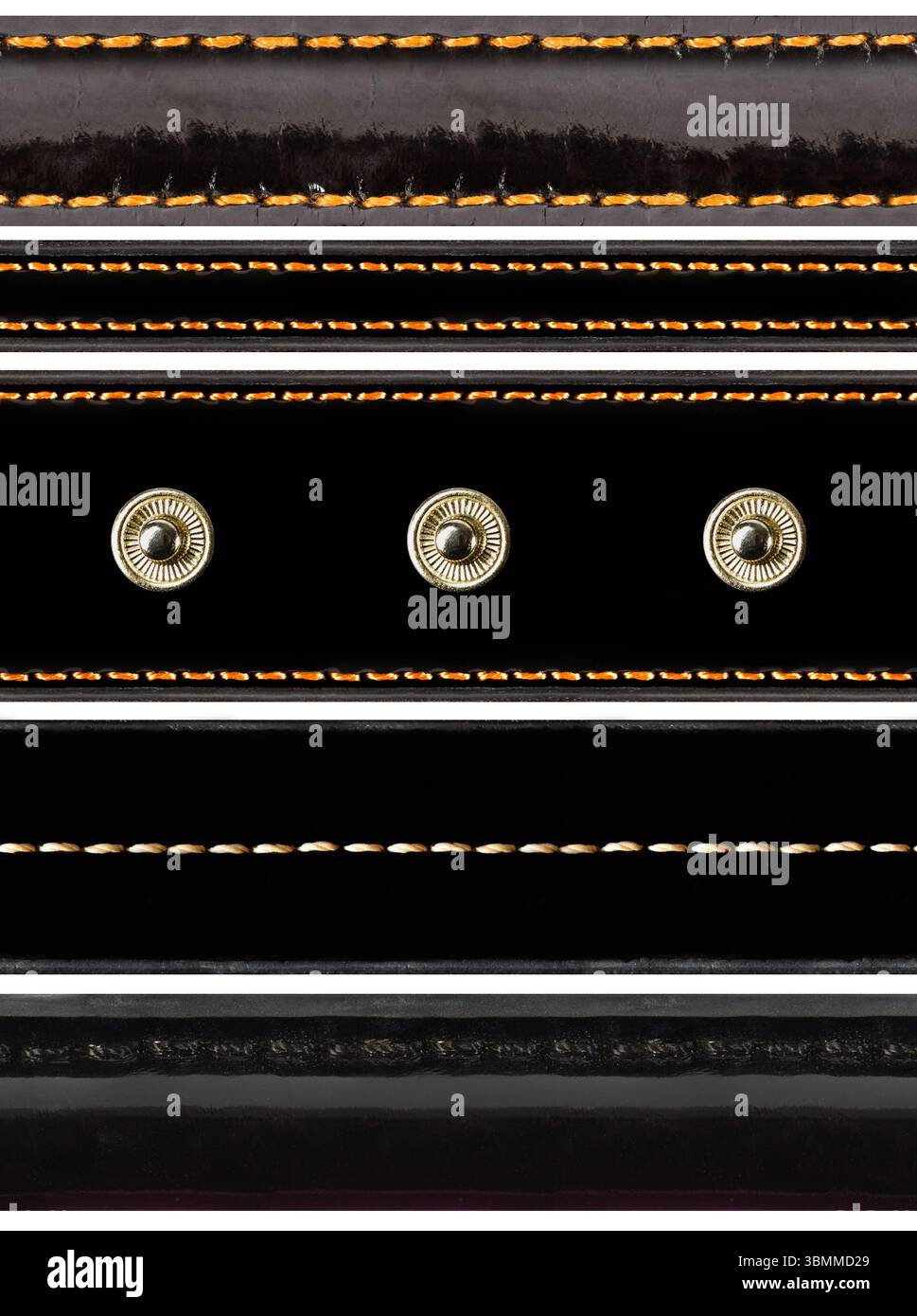 Seamless isolated photo of black polished leather straps with stitches ...