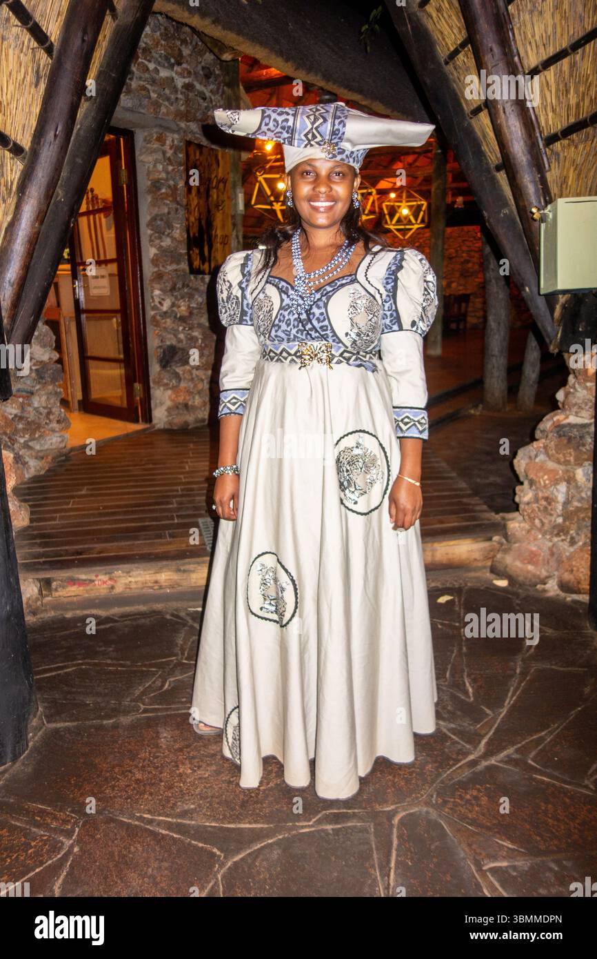 Woman models traditional dress in Botswana, Africa Stock Photo - Alamy