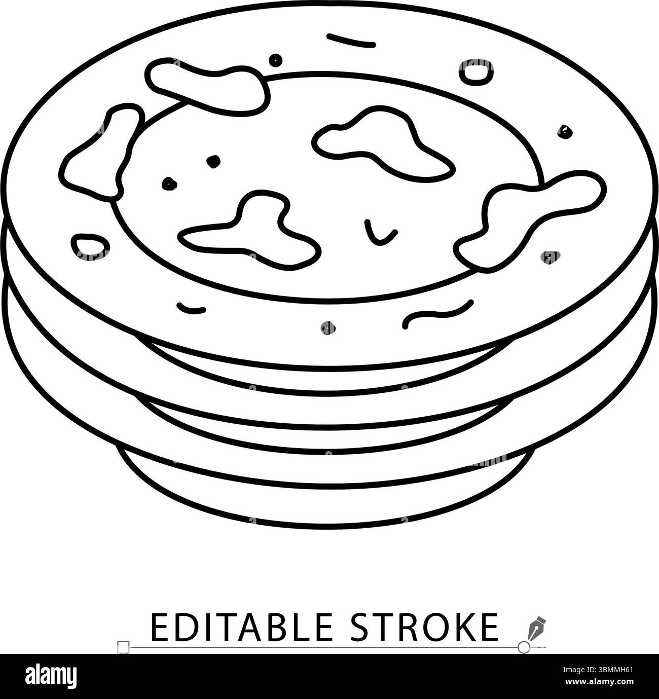A stack of dirty plates icon in minimalist style with editable stroke ...