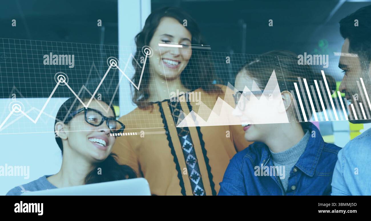 Collaborating data visualization overlay business hi-res stock photography and images - Alamy