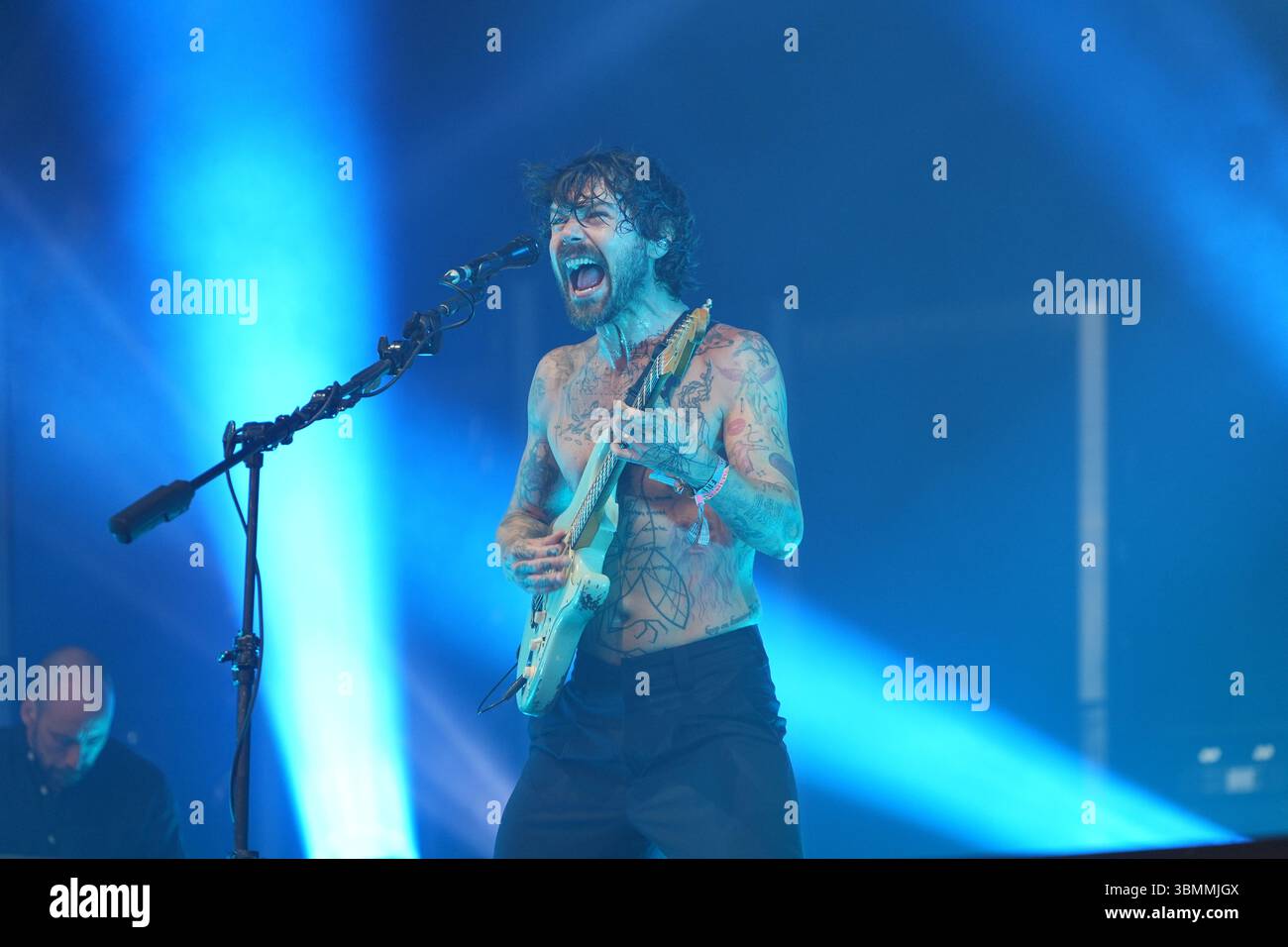 Biffy Clyro performing on the Pyramid Stage during the Glastonbury ...