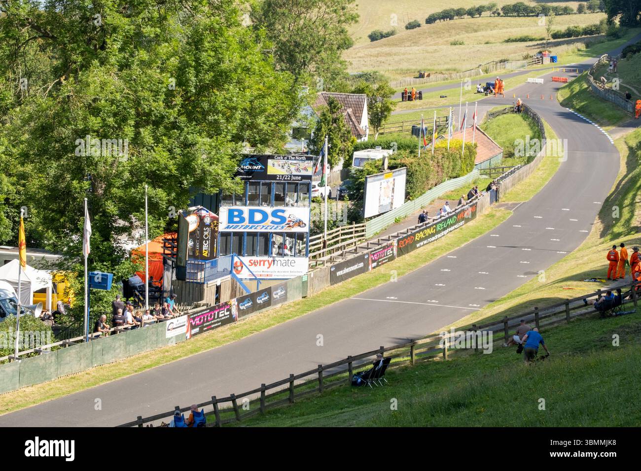 The start and finish line and race control, tower on St Olivers Mount ...
