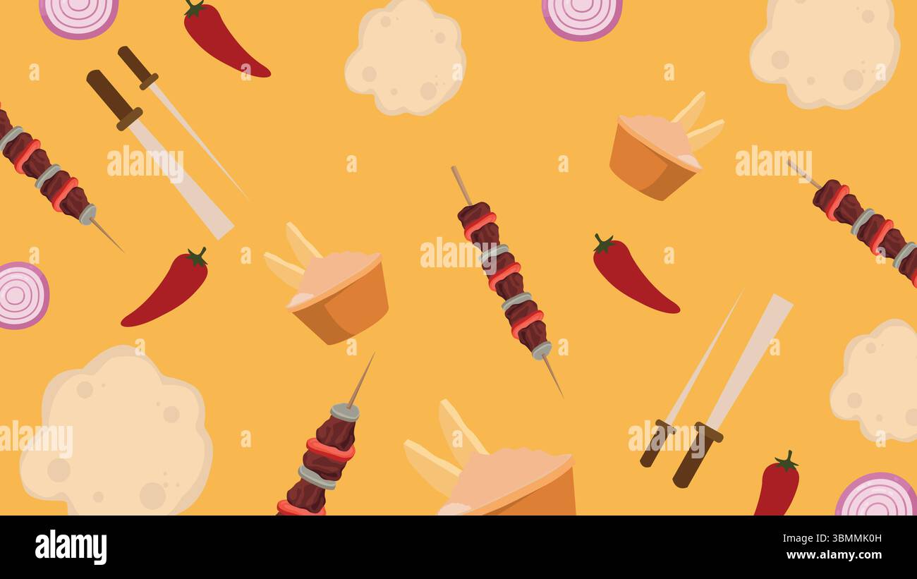 Meat skewer and dip background Stock Vector Image & Art - Alamy