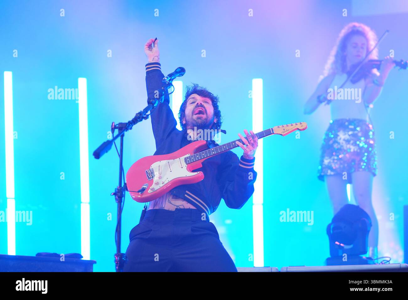 Biffy Clyro performing on the Pyramid Stage during the Glastonbury ...