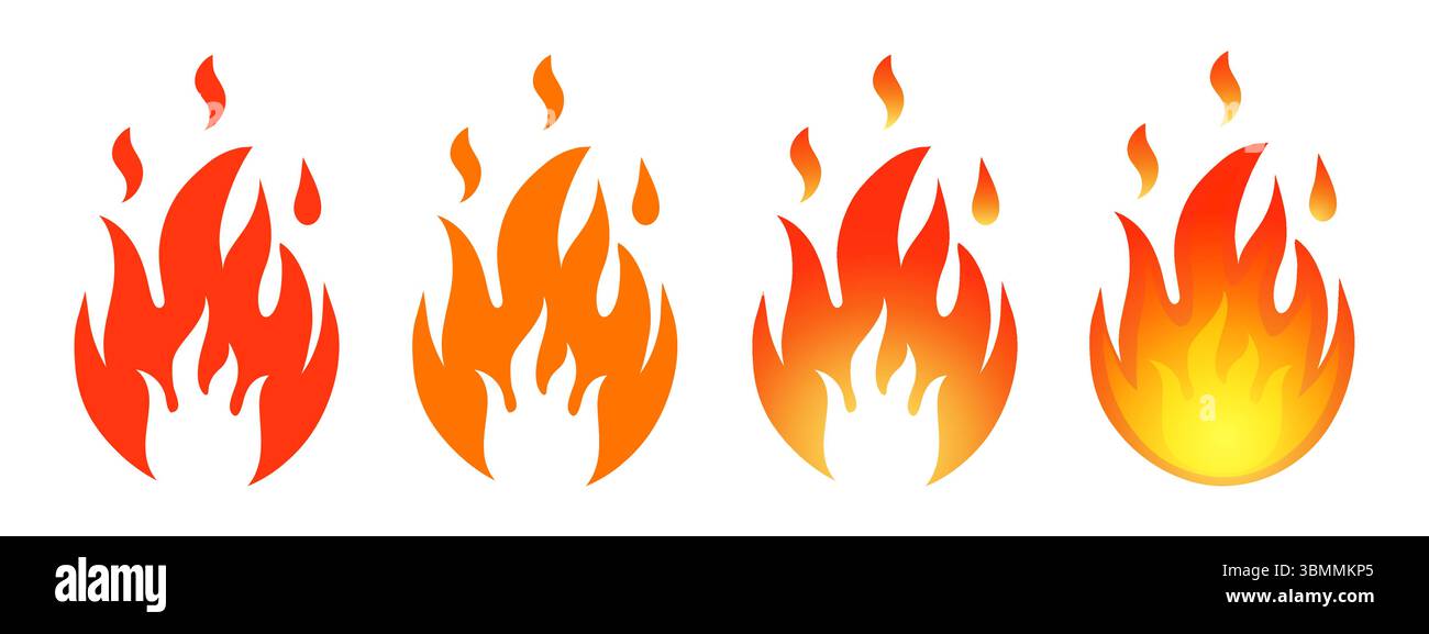 Fire flame, burning bonfire, red flaming blaze, danger flammable ...