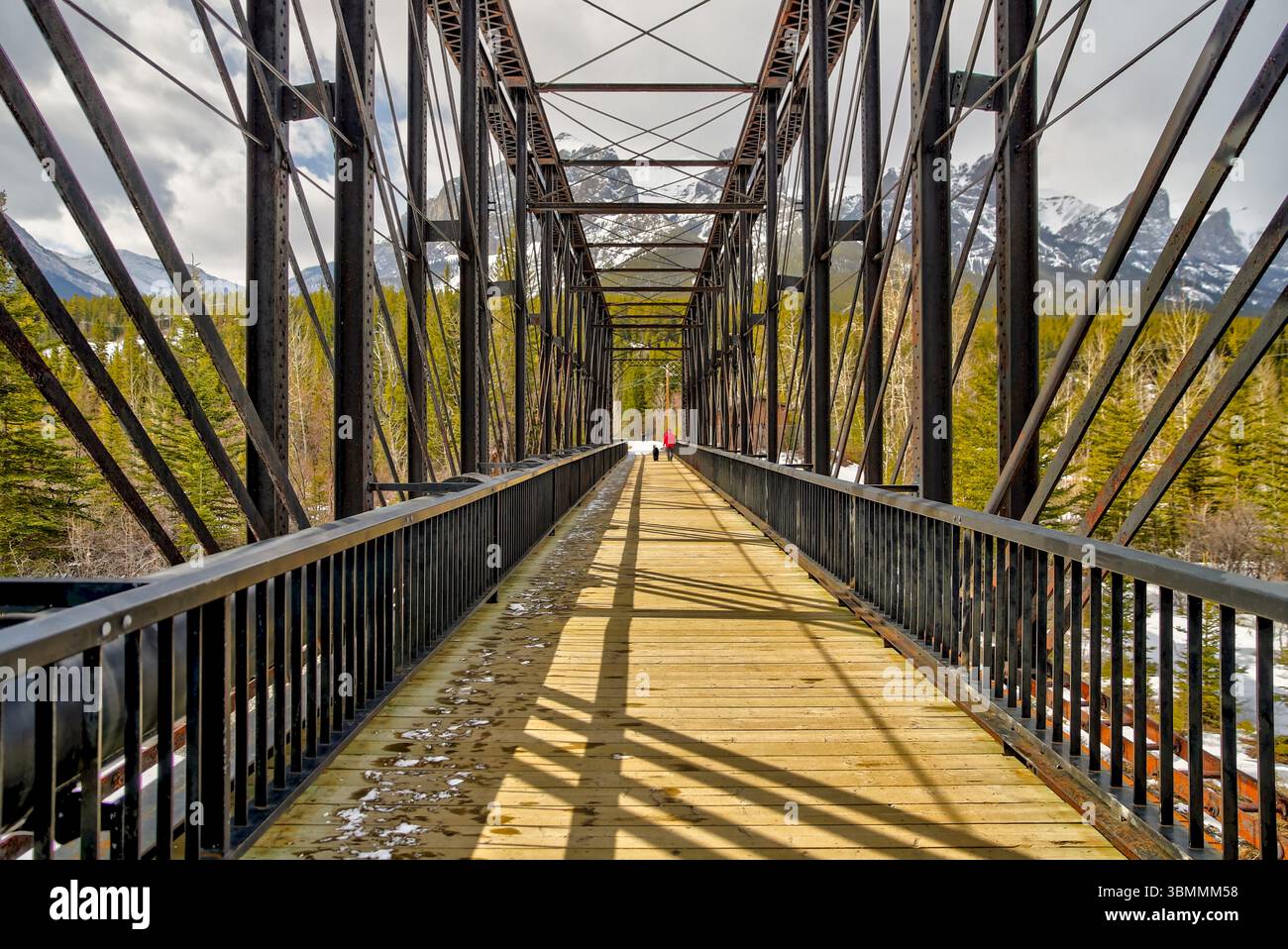 Canmore, Alberta - March 27, 2021:The historic railroad footbridge in ...