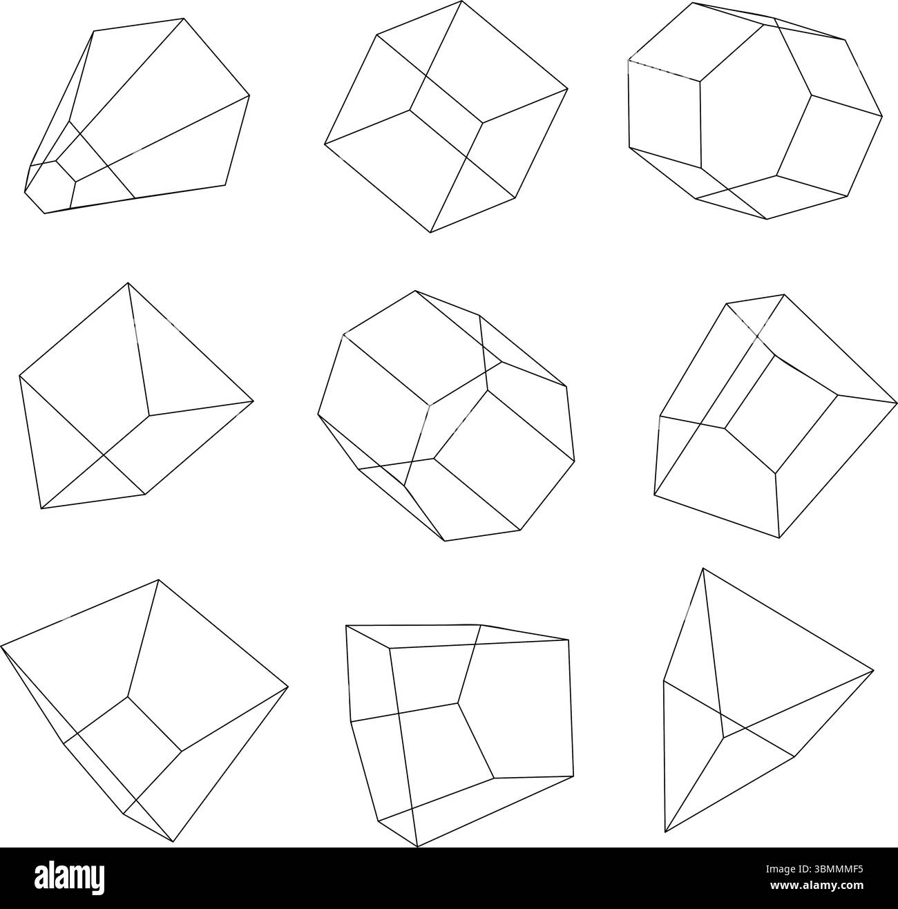 geometric wireframe shapes. perspective grids. Vector illustration ...