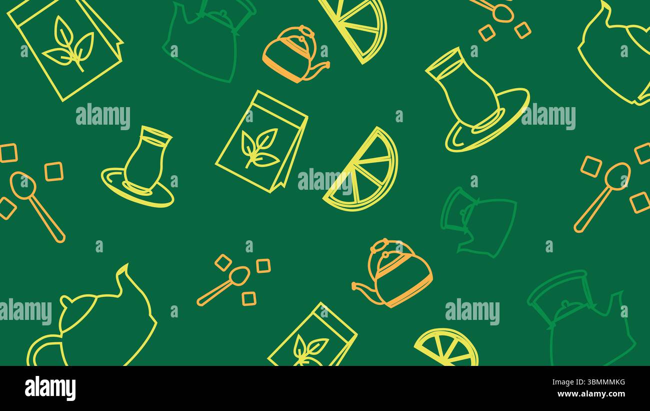 Teapot tea lemon leaves Stock Vector Images - Alamy