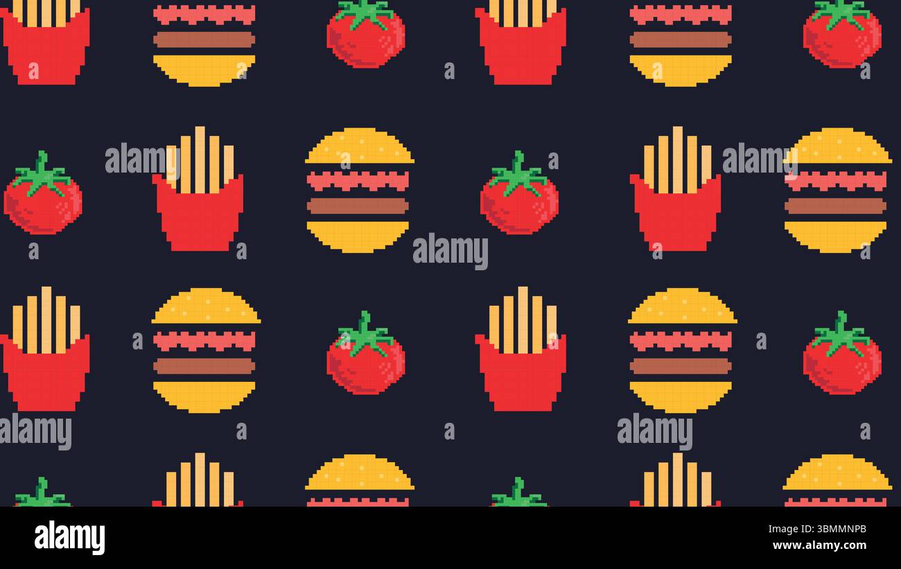 Ketchup chili cheese pixel food background Stock Vector Image & Art - Alamy