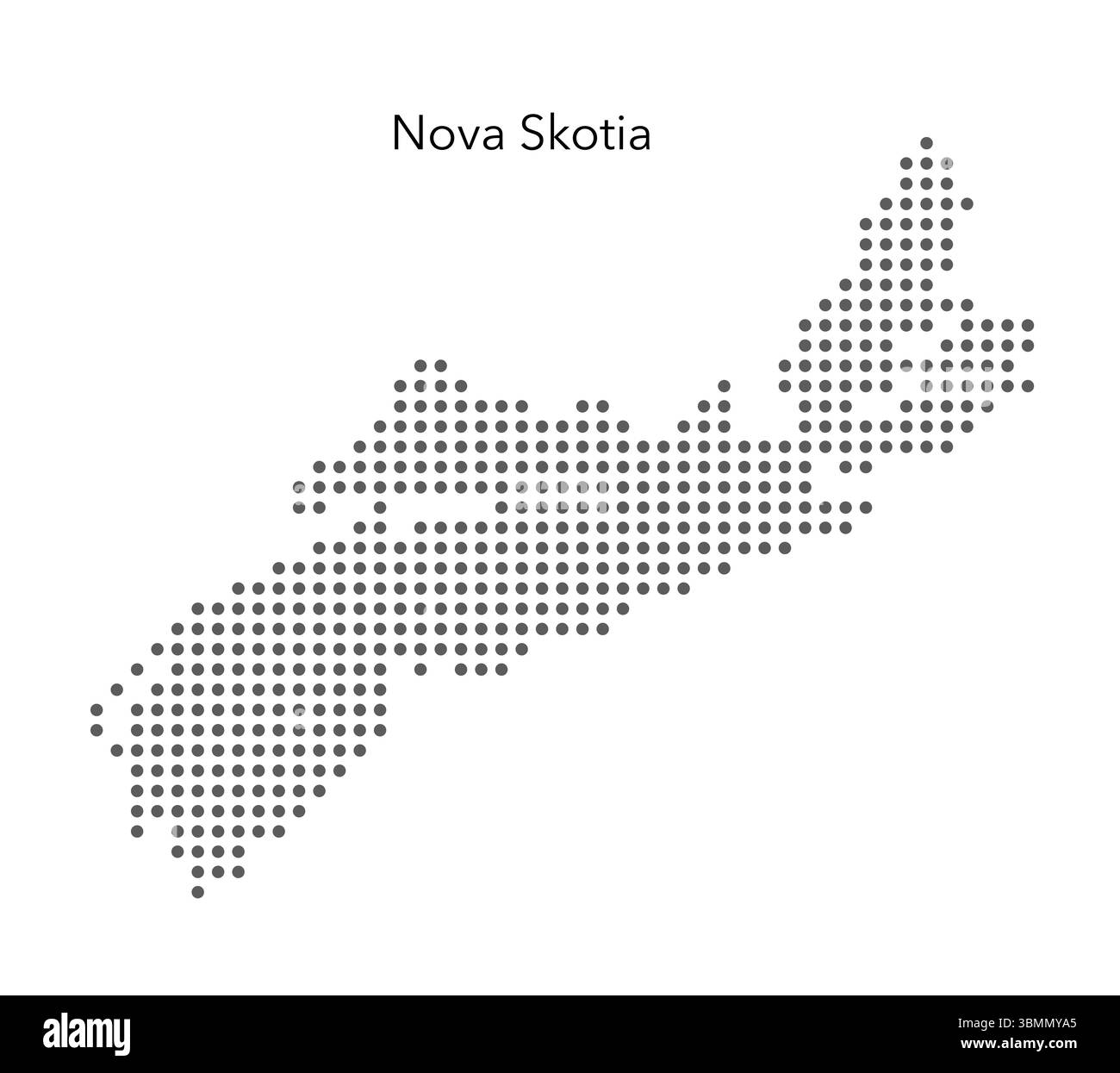 Simple silhouette map of Nova Scotia, stylised with dot pattern Stock ...