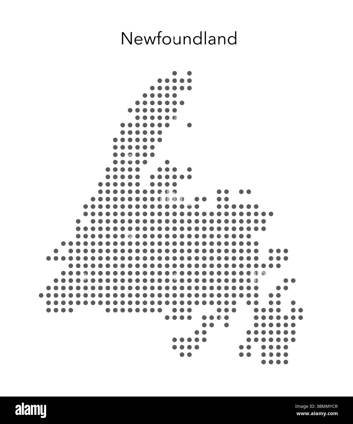 Dotted map of Newfoundland island, minimal monochrome illustration ...