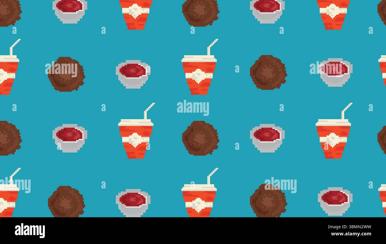 Pixel soda meatball sauce cup background Stock Vector Image & Art - Alamy