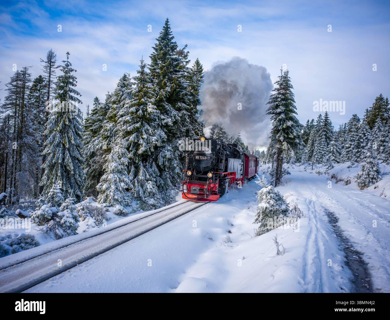 The Brocken Railway on the Goetheweg, Brocken, Harz, National Park ...