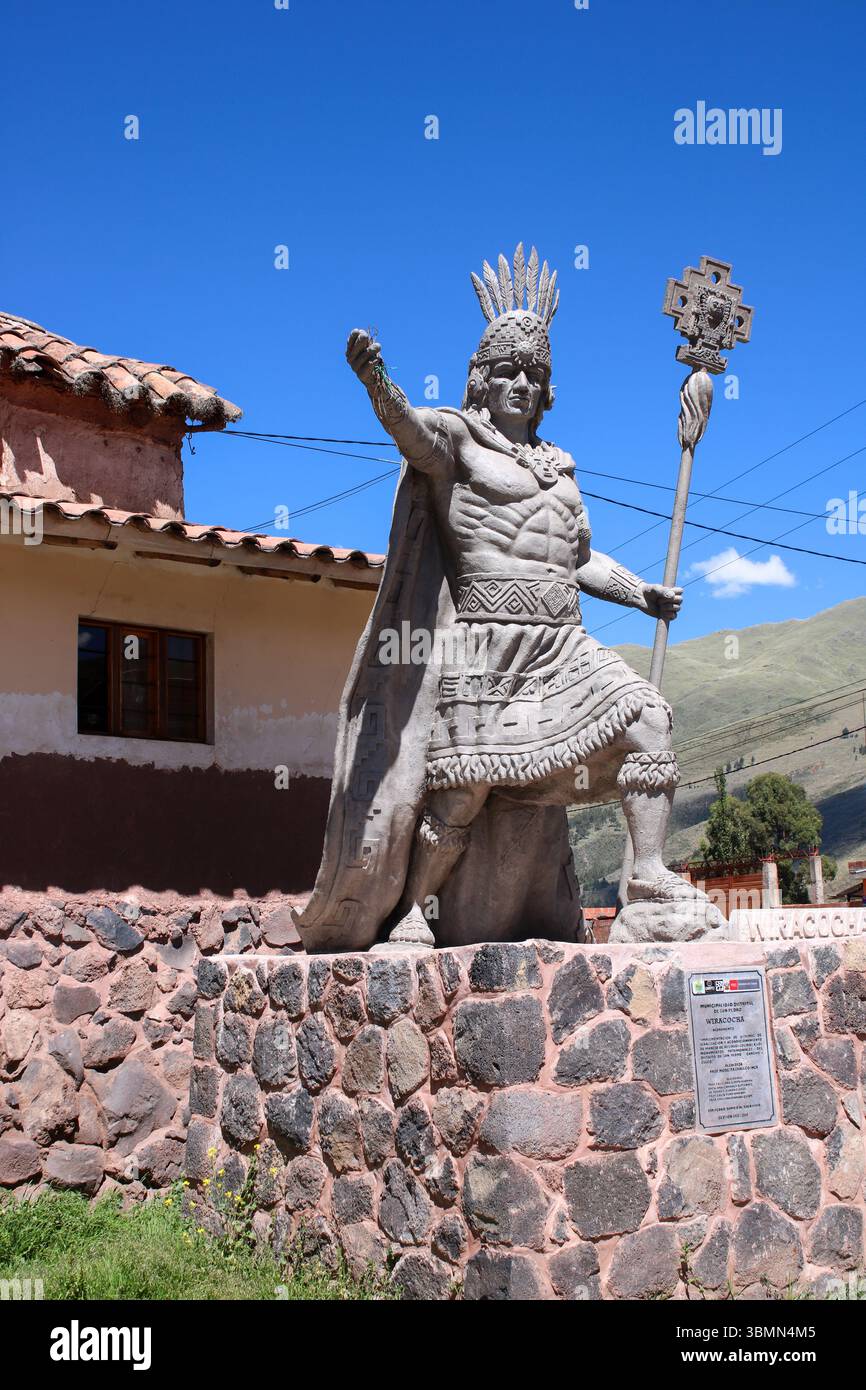 Andes, Peru - April 16, 2025: statue of Wiracocha, the highest god in ...