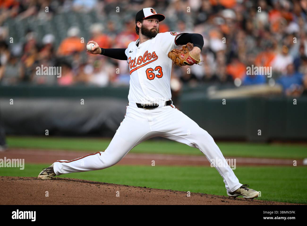 Baltimore Orioles starting pitcher Brandon Young in action during a ...