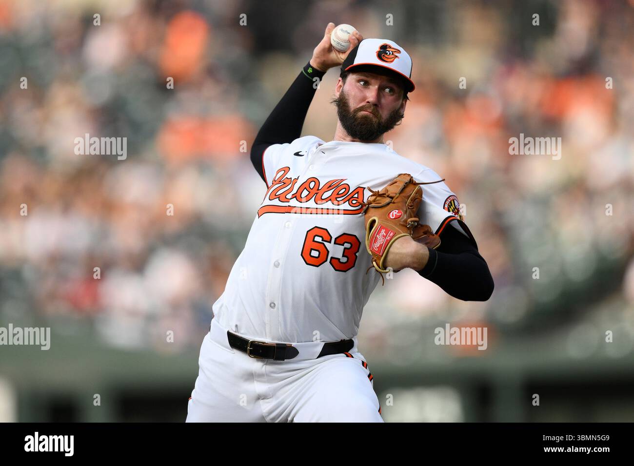 Baltimore Orioles starting pitcher Brandon Young in action during a ...