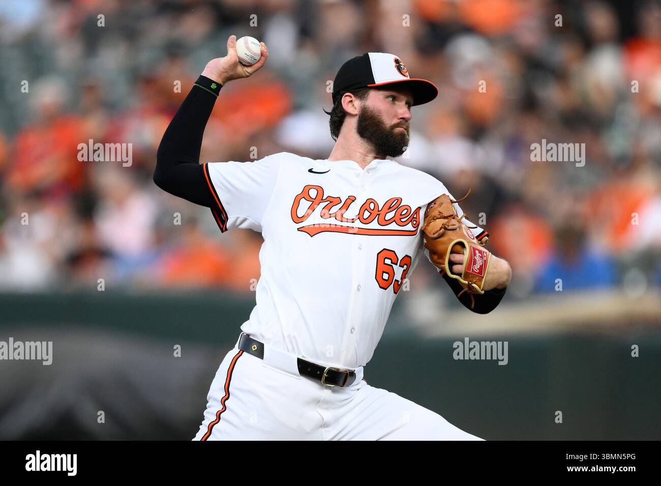 Baltimore Orioles starting pitcher Brandon Young in action during a ...