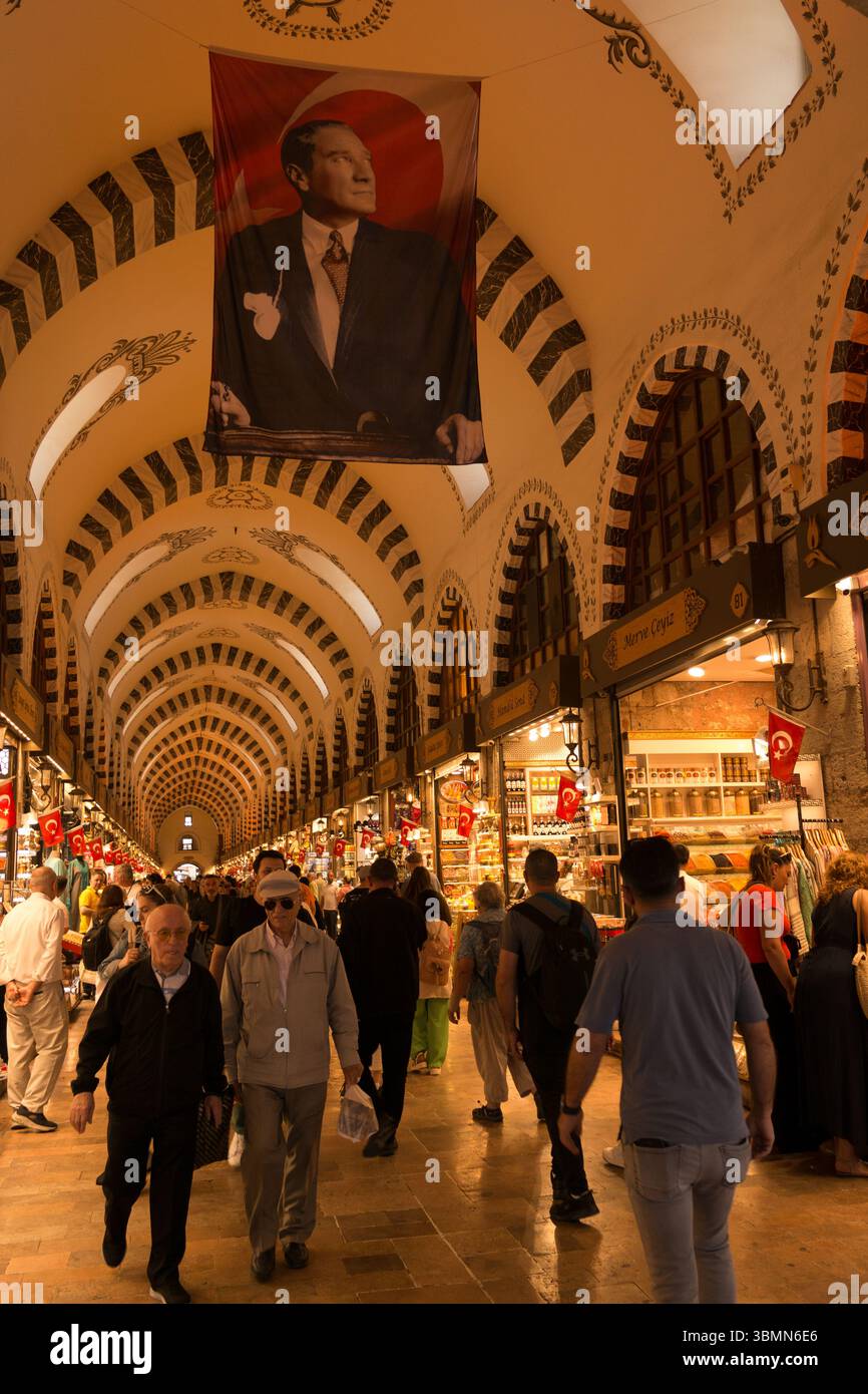 Crowds explore the bustling market in Istanbul, showcasing local goods ...