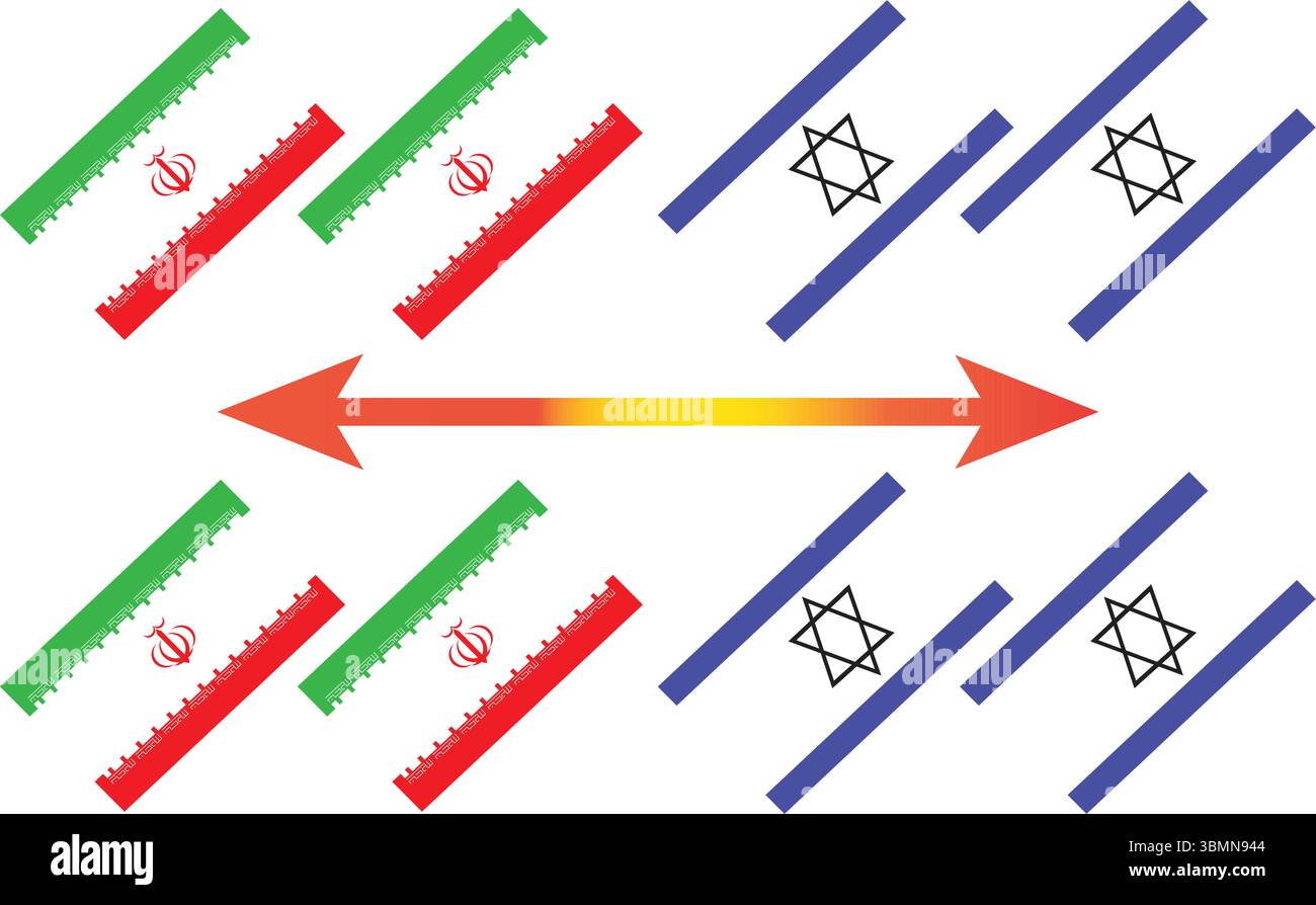 Diagonal Pattern Design Featuring Iran and Israel Flags with Red Arrows ...