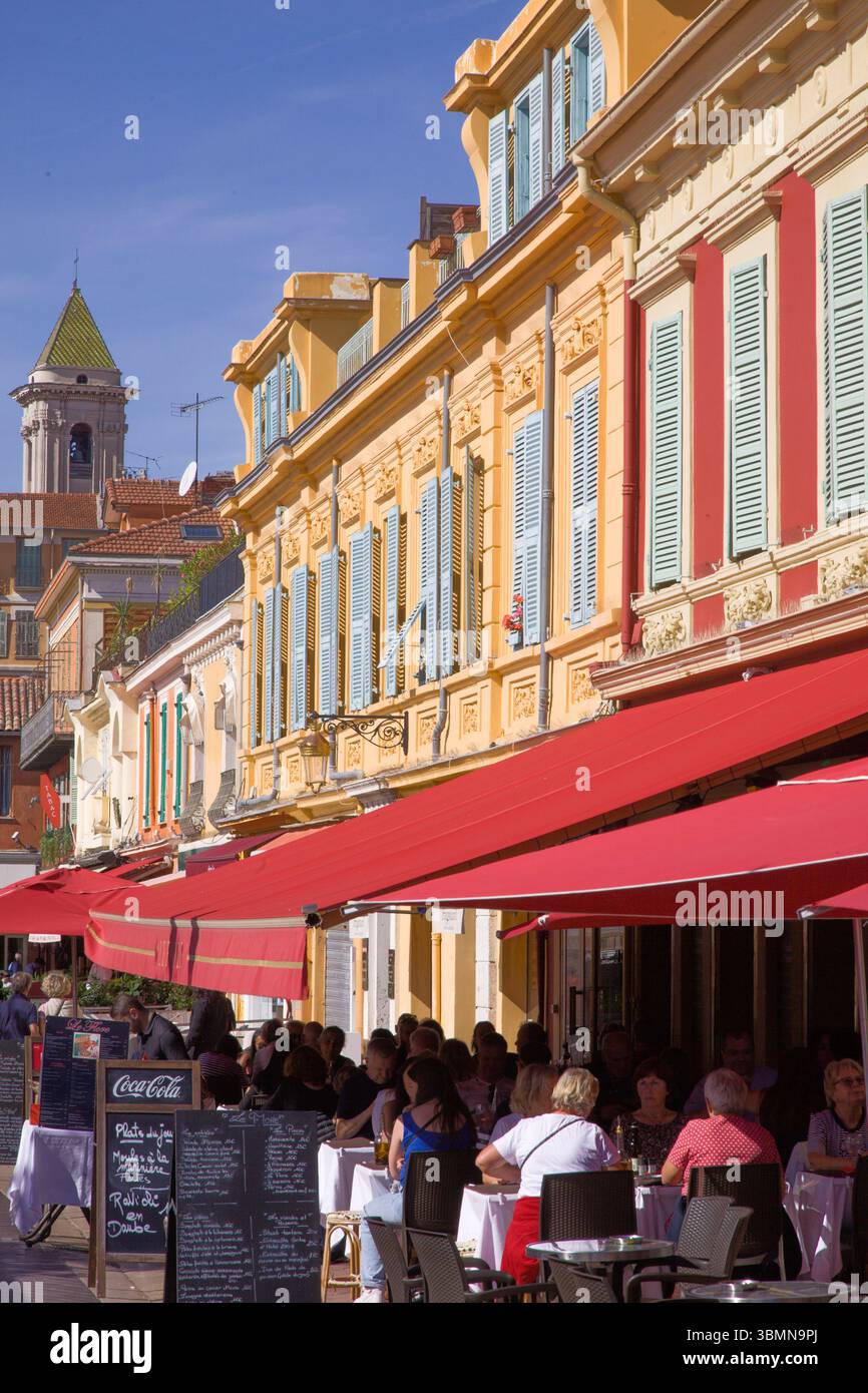 France, Cote d'Azur, Nice, street scene, restaurant, people Stock Photo ...