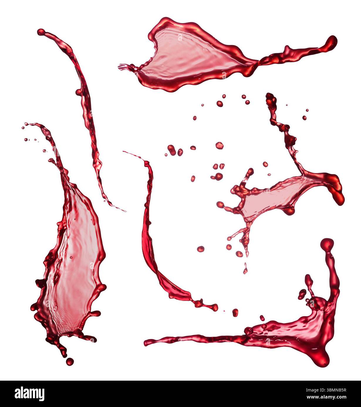 Red wine splashes isolated on white, set Stock Photo - Alamy