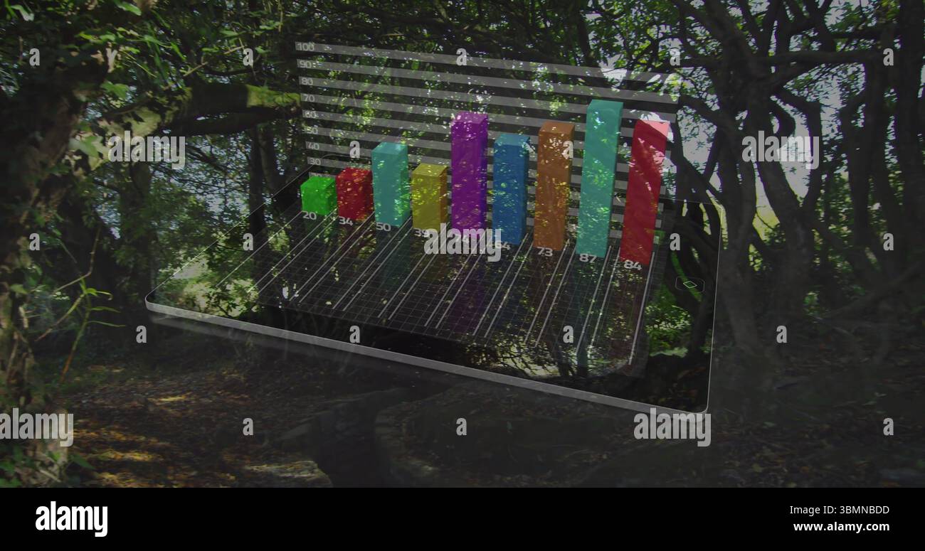 Animating green data visualization over hi-res stock photography and images - Alamy