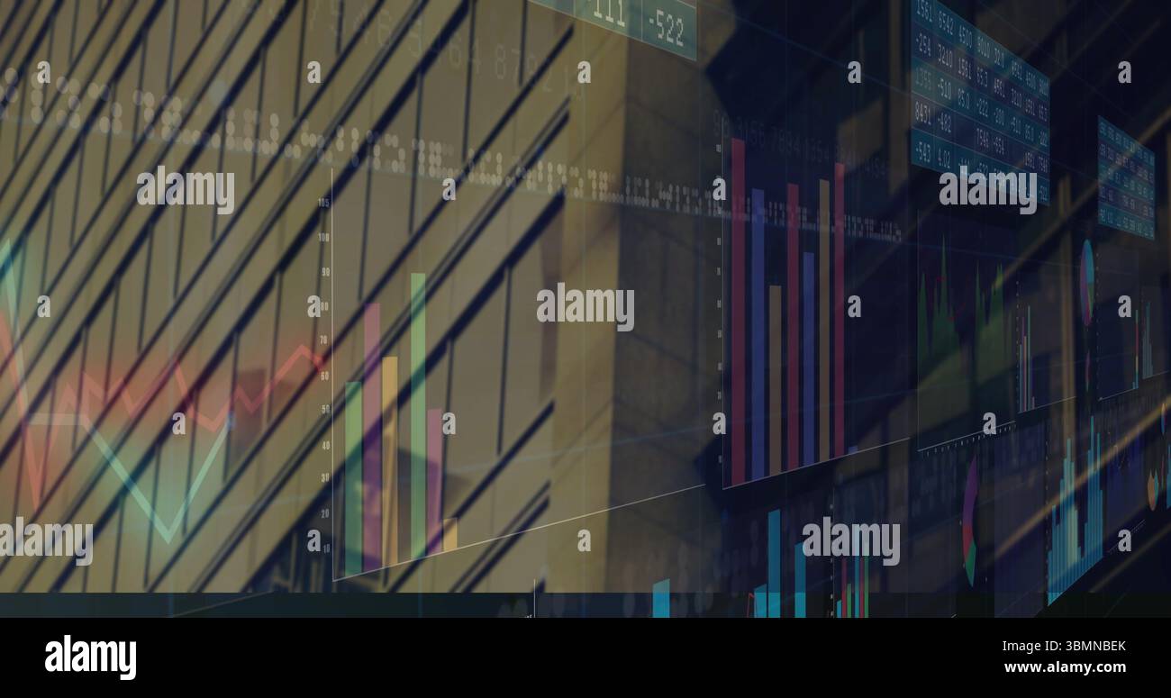 Displaying data overlay with vertical beams on tower, showing bar ...
