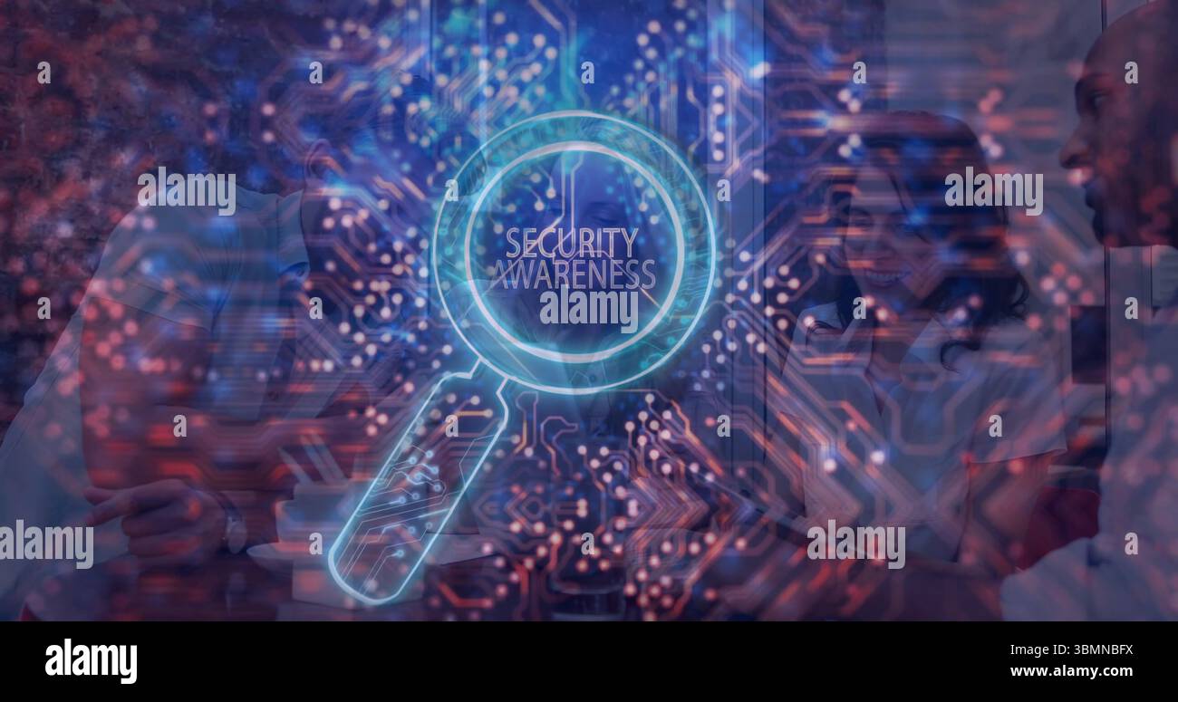 Magnifying glass highlighting security awareness hi-res stock ...