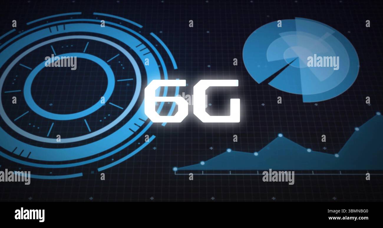 Image of futuristic 6G technology with digital radar and data ...