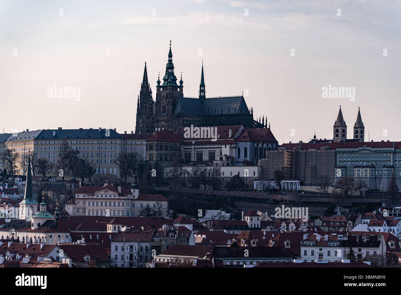 Famous buildings of St. Vitus cathedral and castle of Old Prague Stock ...