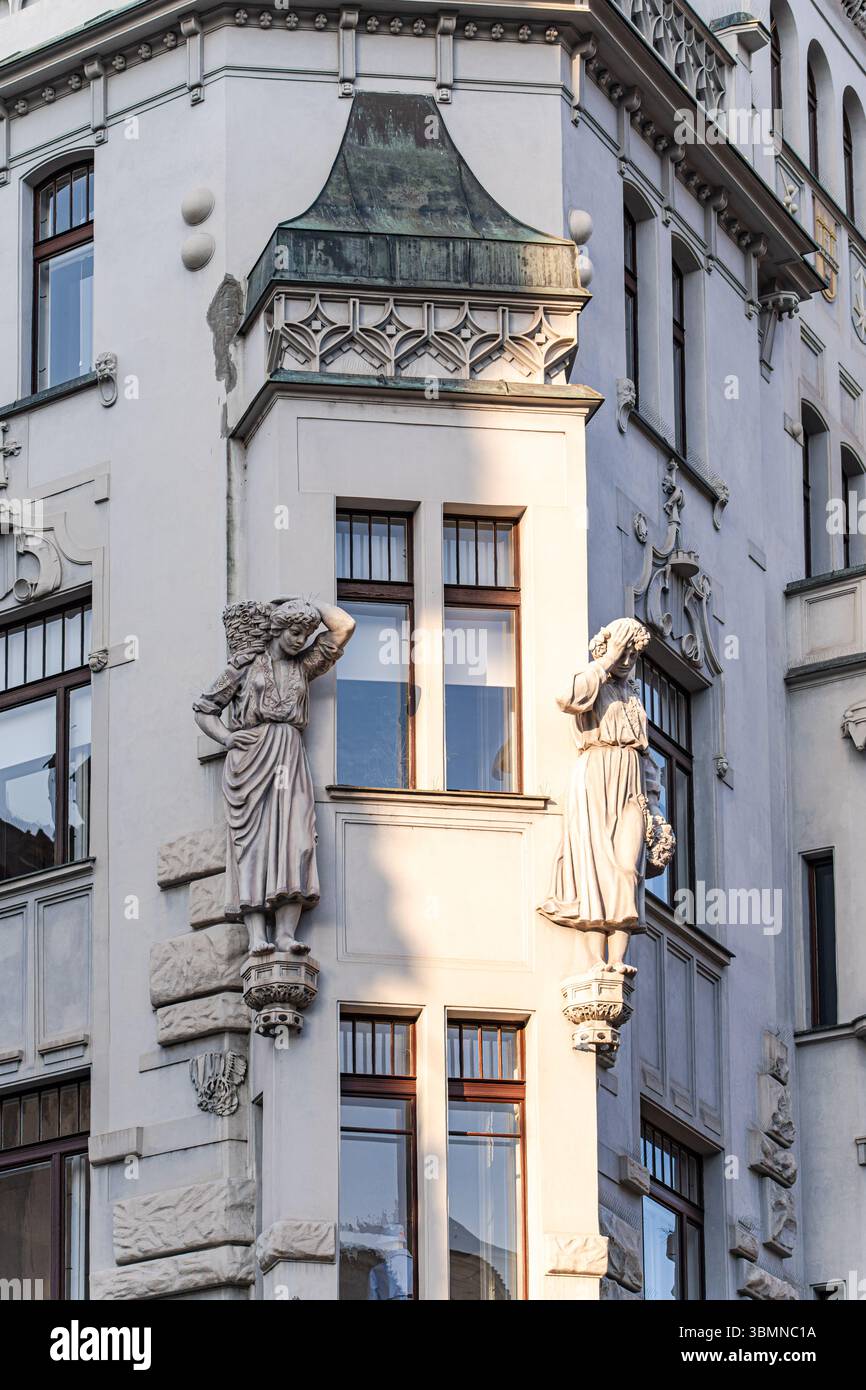 Decooration of the building in Old Prague in Art Nouveau and Art Deco ...