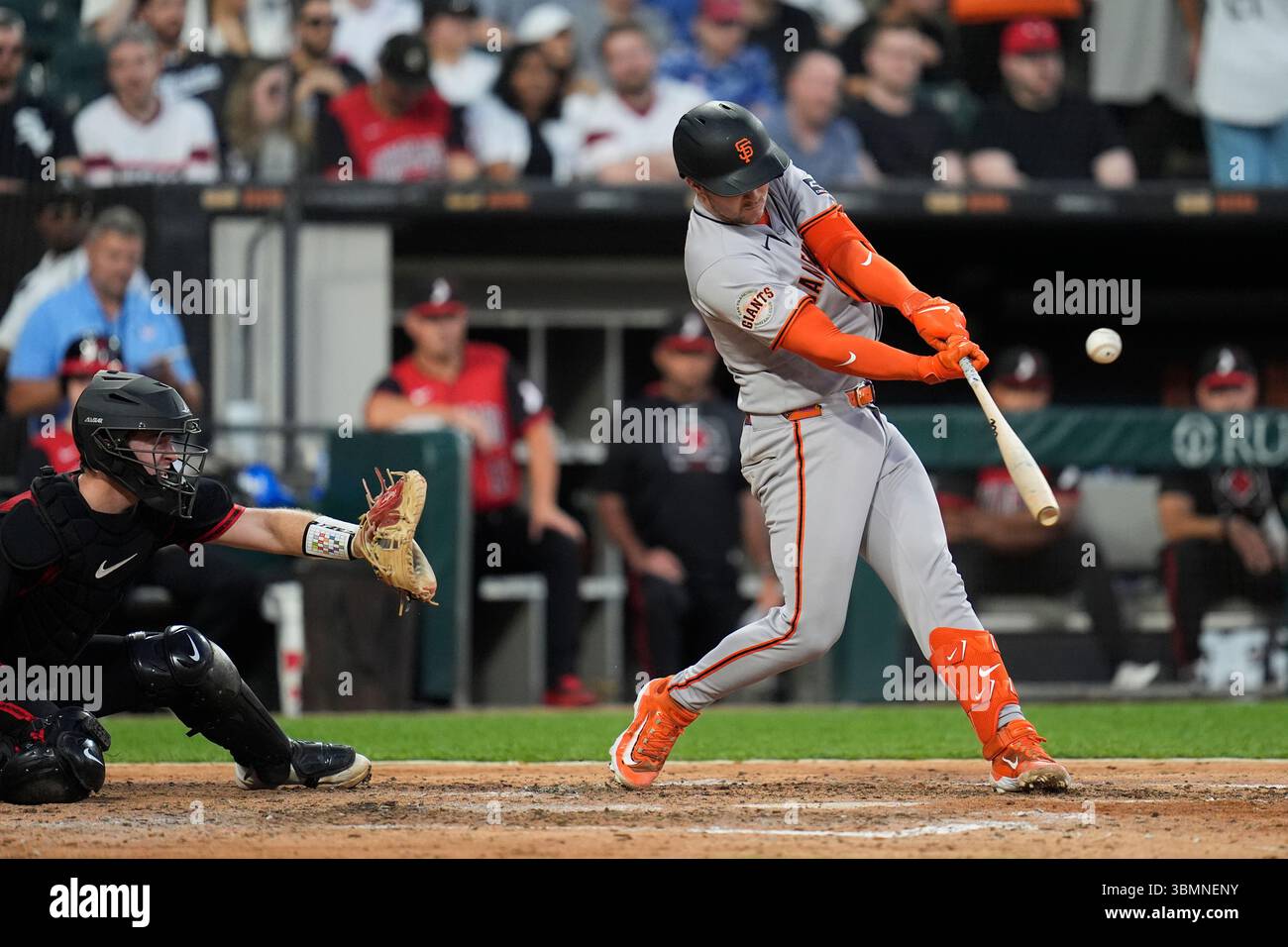 San Francisco Giants' Patrick Bailey (14) hits a two-run triple during ...