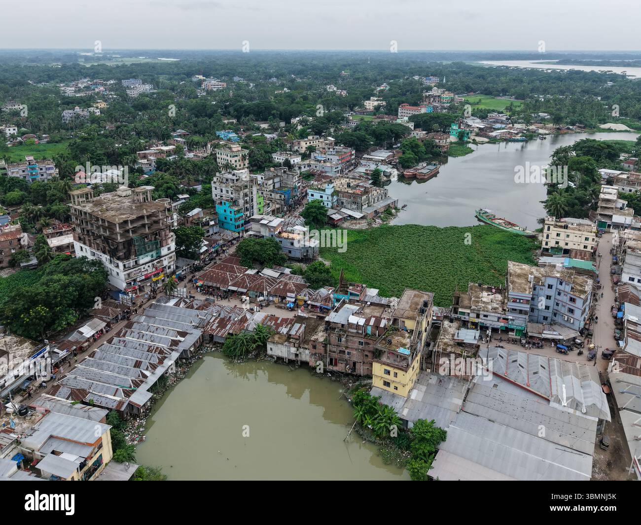 (EDITORS NOTE: Image taken with drone)An aerial view of the upazila ...