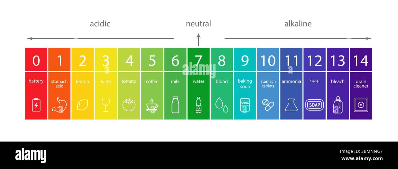 PH Scale. Acid and alkaline indicator. Chemical analysis or test ...