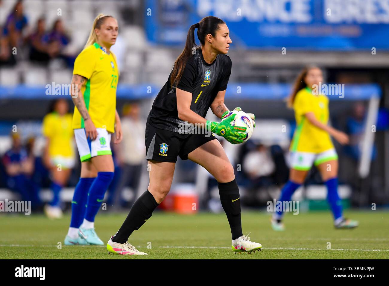 Grenoble, France - June 27: Goalkeeper Lorena Silva of Brazil looks to ...