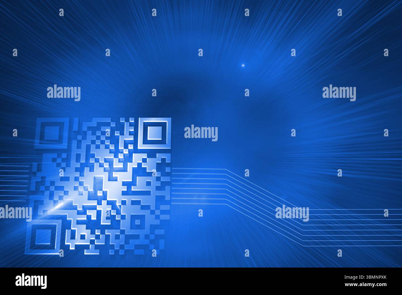Glowing barcode in left corner Stock Photo - Alamy