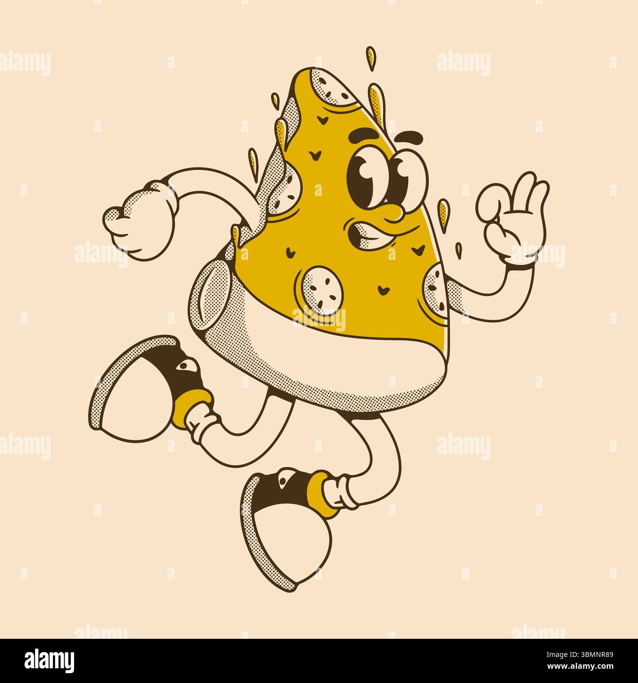 Fast and funky cartoon pizza that brings cheesy joy Stock Vector Image ...