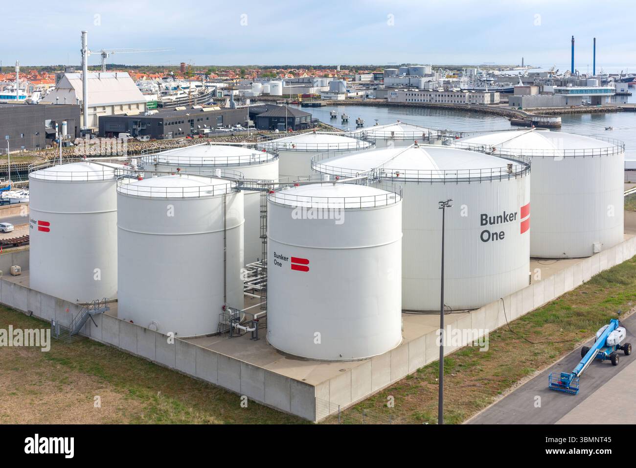 Gas storage tanks, Port of Skagen (Skagen Havn), Skagen, North Jutland ...