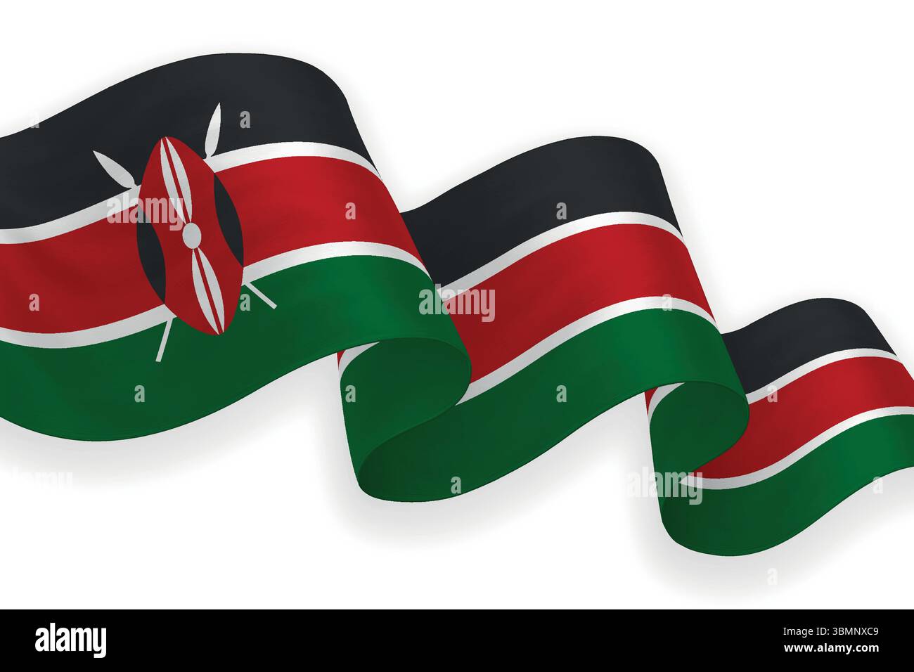Kenya waving flag with bright colors on clean background Stock Vector ...